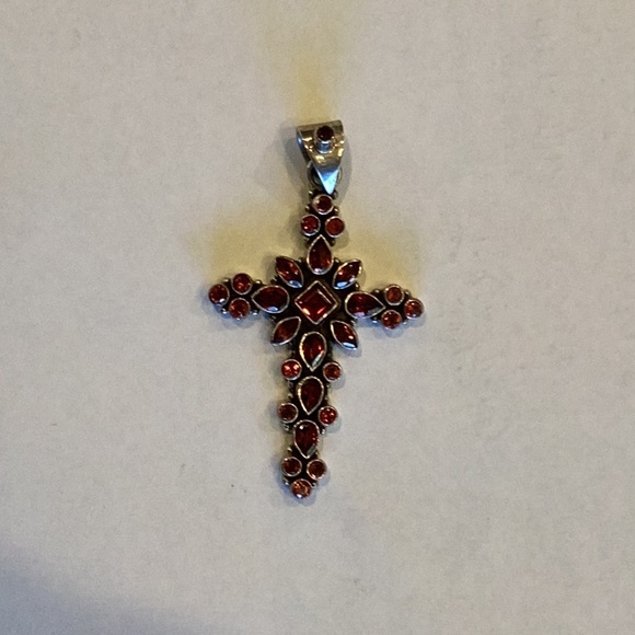 Jewelry | Elegant Silver And Red Cross Pendant | Poshmark